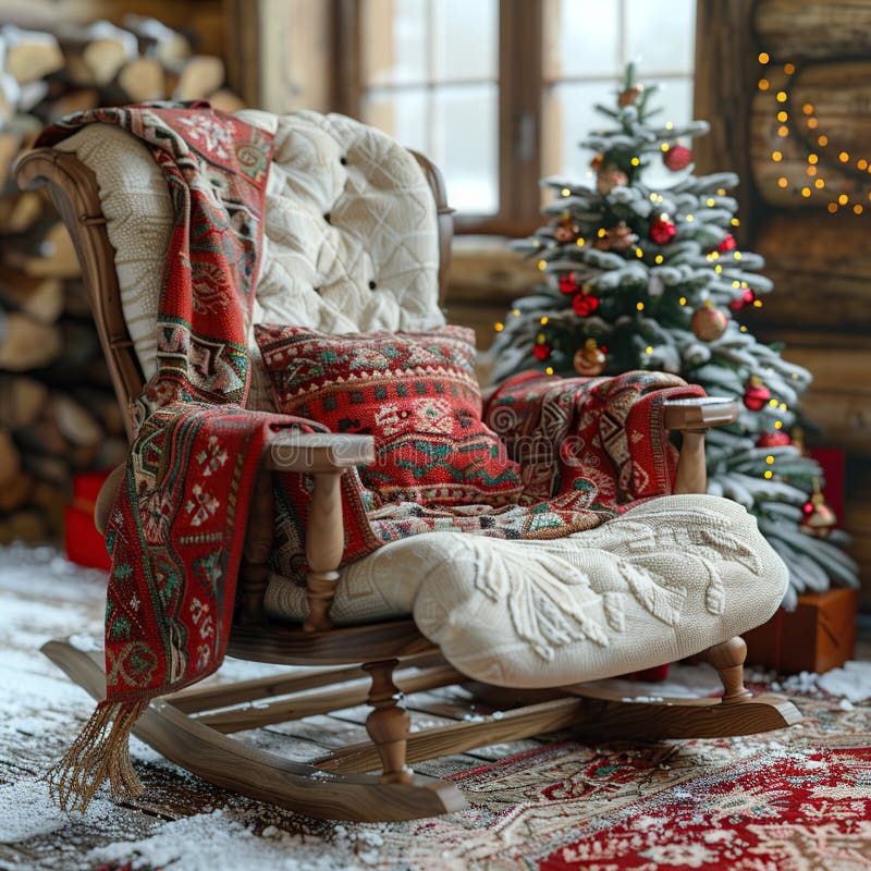 Cozy Christmas Rocking Chair Stock Illustration - Illustration of ...