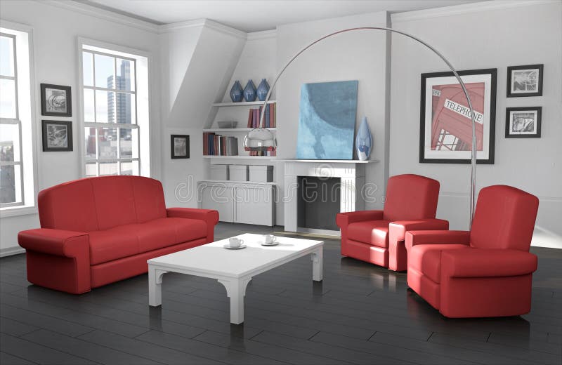 Cozy city apartment stock illustration. Illustration of furniture ...