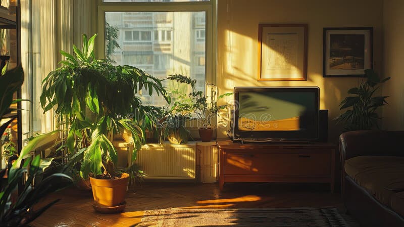 Cozy City Apartment with Modern Decor and Plants. Stock Image - Image ...