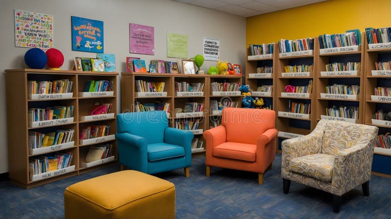 Cozy Classroom Library Corner for Reading and Relaxation Stock ...