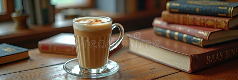 Cozy Coffee Books Wooden Table Sunlit Library Stock Photos - Free ...