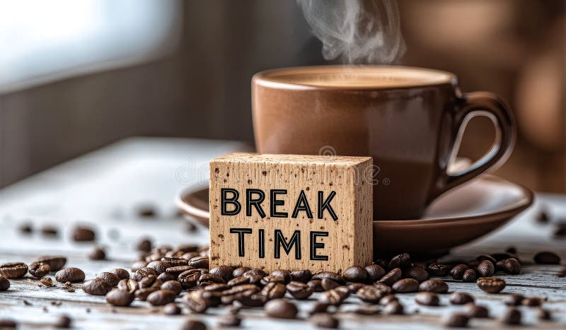 A Cozy Coffee Break with a Warm Cup and Coffee Beans Surrounding it ...