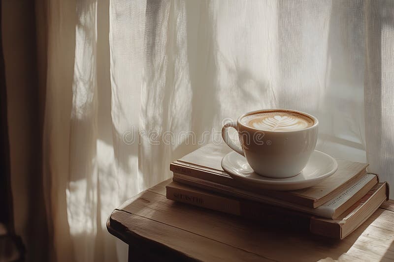 Cozy Coffee Cup Book Stack Sunlit Window Stock Photos - Free & Royalty ...
