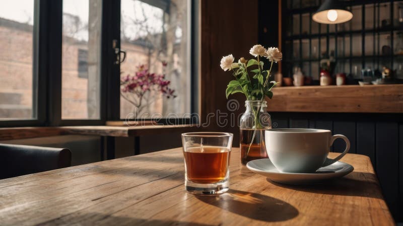 Cozy Coffee Shop Interior with Morning Light Stock Image - Image of ...