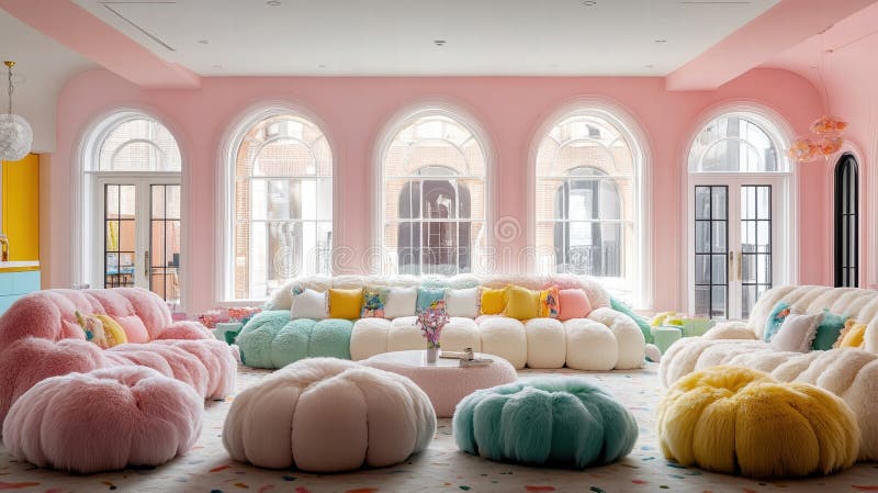 Cozy and Colorful Lounge Filled with Plush Seating and Vibrant Decor ...