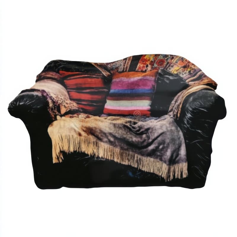 Cozy and Colorful Sofa with Blankets and Pillows As Vintage Element ...