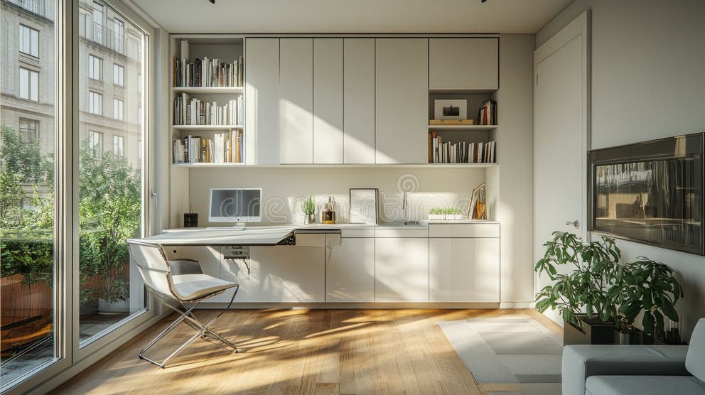 Cozy Compact Dining Area with a Foldable Table and Stackable Chairs in ...
