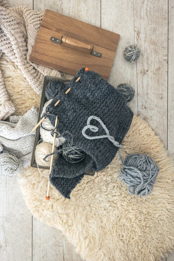 Cozy Composition with a Knitted Element, Yarn and a Heart Made of ...