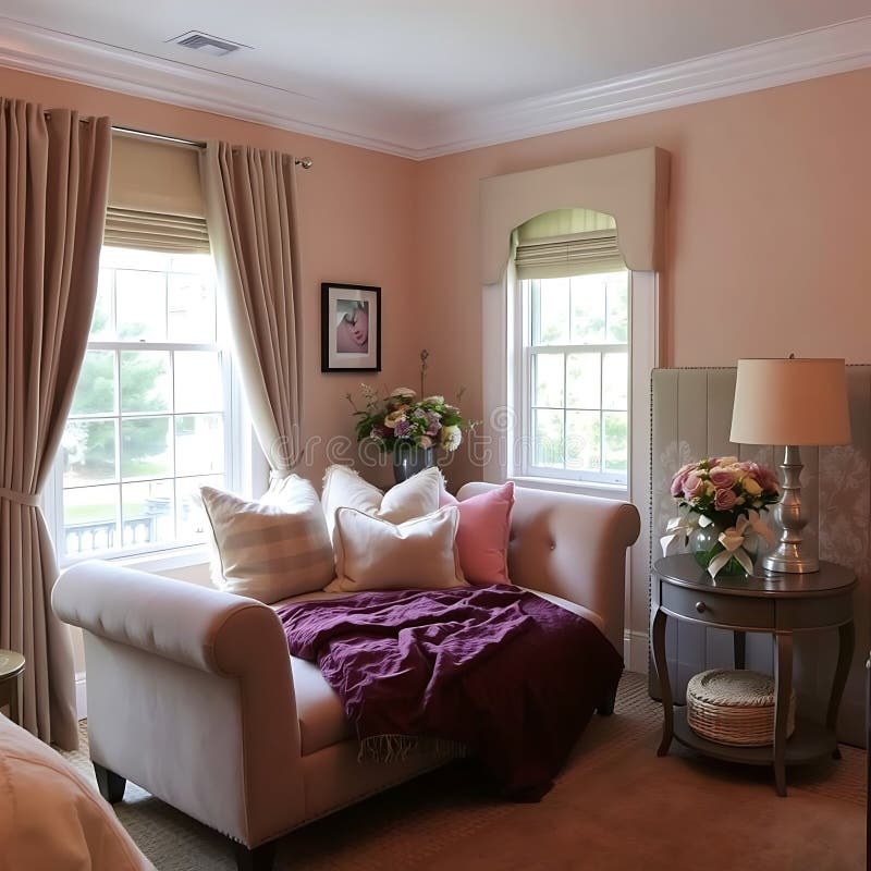 A Cozy Corner in a Bedroom with a Plush Upholstered Chaise Lounge Soft ...