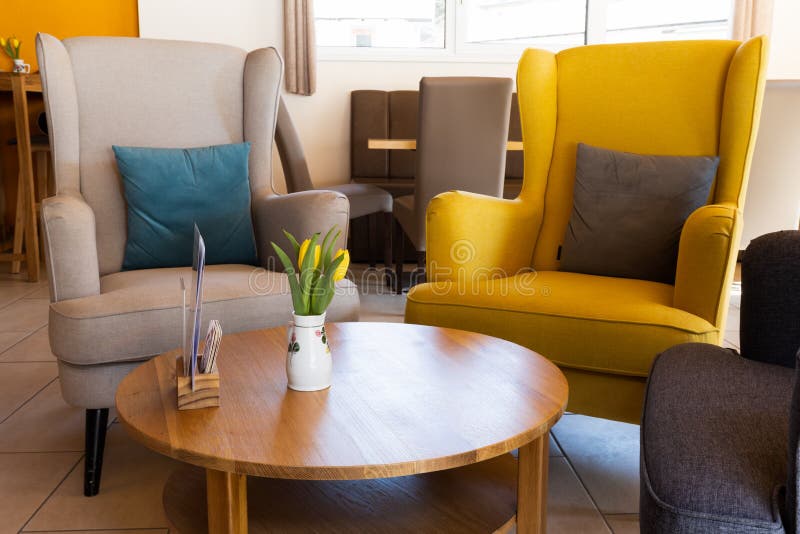 Cozy Corner in a Cafe with Soft Chairs Stock Image - Image of floor ...