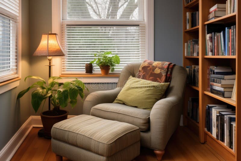 Cozy Corner with Comfortable Reading Nook Stock Photo - Image of ...