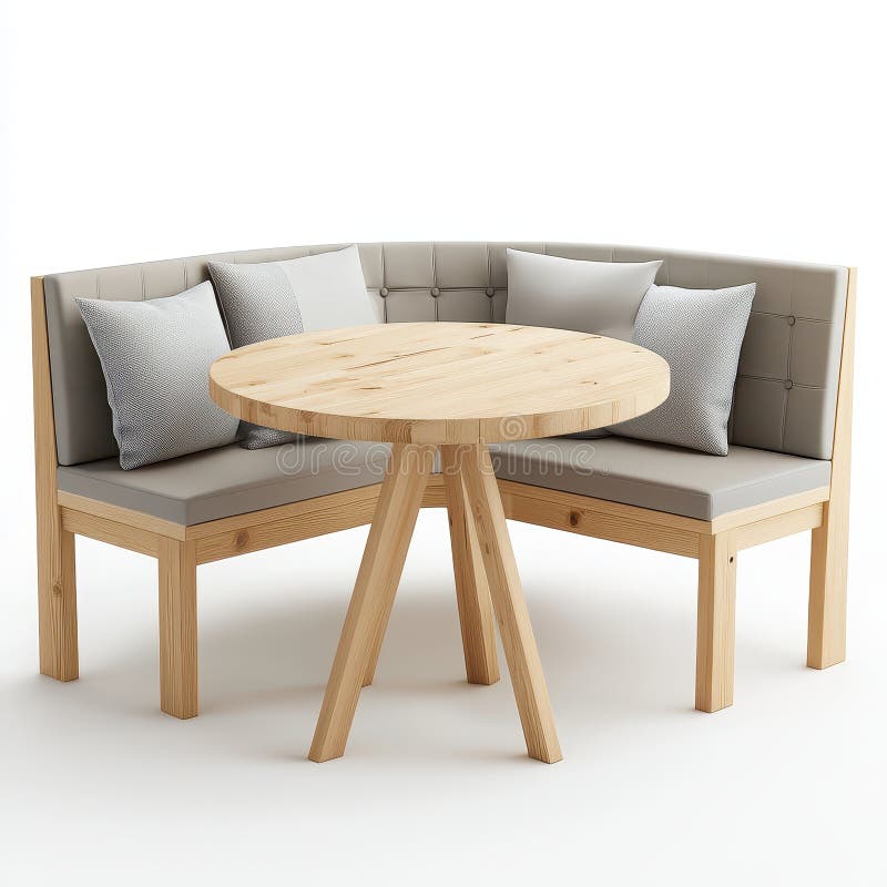 A Cozy Corner Seating Arrangement with a Round Table and Cushions for ...