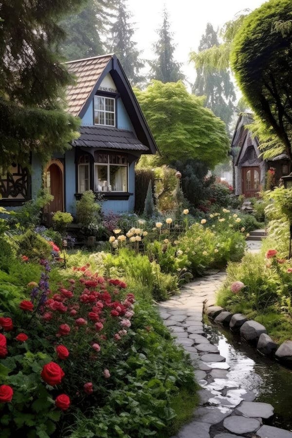 Cozy Cottage with Warm Fireplace and a View of the Rolling Hills Stock ...