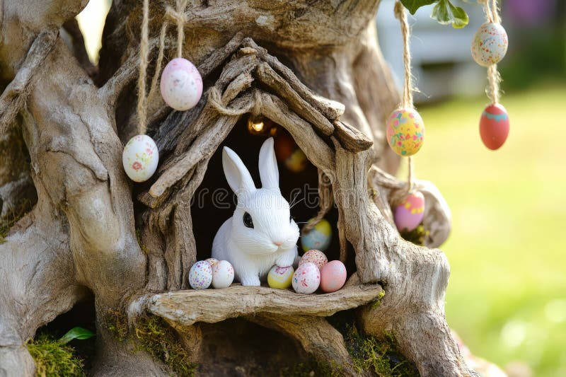 A Cozy, Cottage-style Easter Bunny Home, Made from Intertwined Tree ...