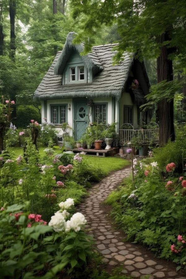 Cozy Cottage with Warm Fireplace and a View of the Rolling Hills Stock ...