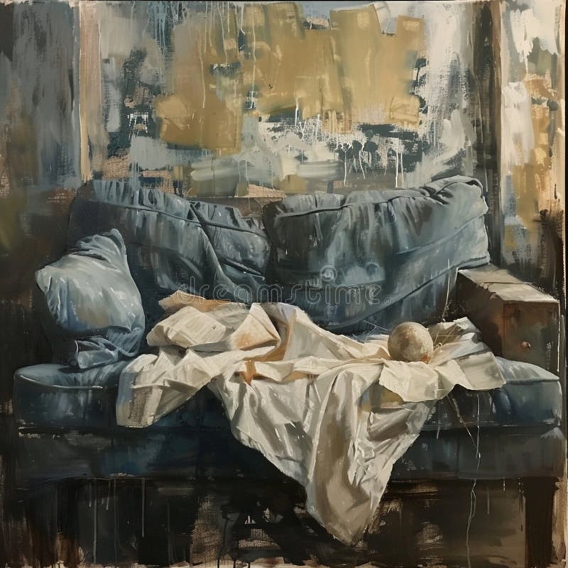 A Cozy Couch with a Unique Object Resting on Top Stock Illustration ...