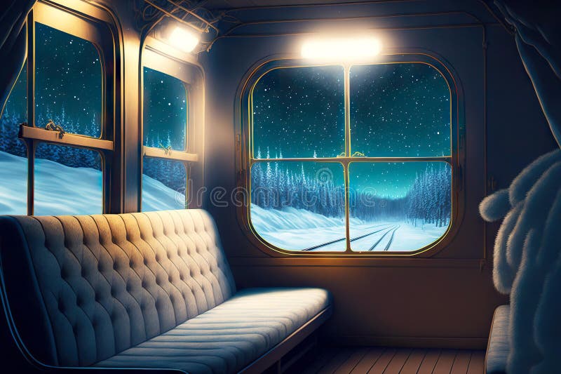 Cozy Coupe Polar Express Train with Soft Sofa and Large Window Stock ...