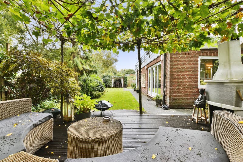 Cozy Courtyard Balcony with Fresh Lawn Stock Photo - Image of outdoor ...
