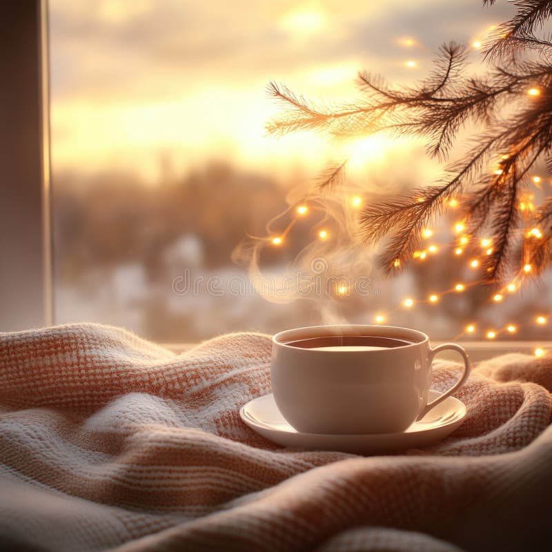 A Cozy Cup of Coffee by the Window, Surrounded by a Warm Blanket and ...