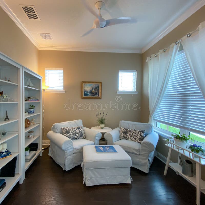 A cozy den in a home stock photo. Image of modern, apartment - 215542158