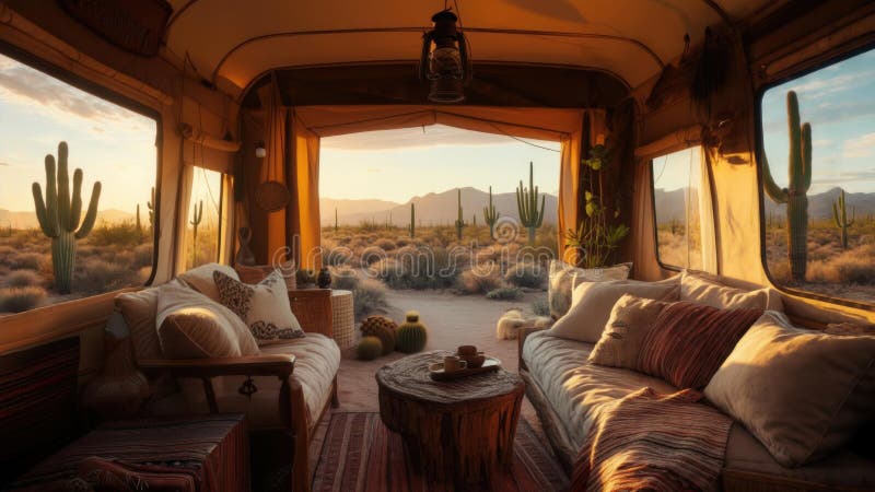 Cozy Rustic Interior of a Tiny House Cabin with Loft and Natural Wooden Decor Stock Image ...