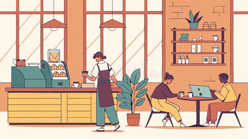 Cozy Diner Interior with Booths and Counter Seating Vector Design ...