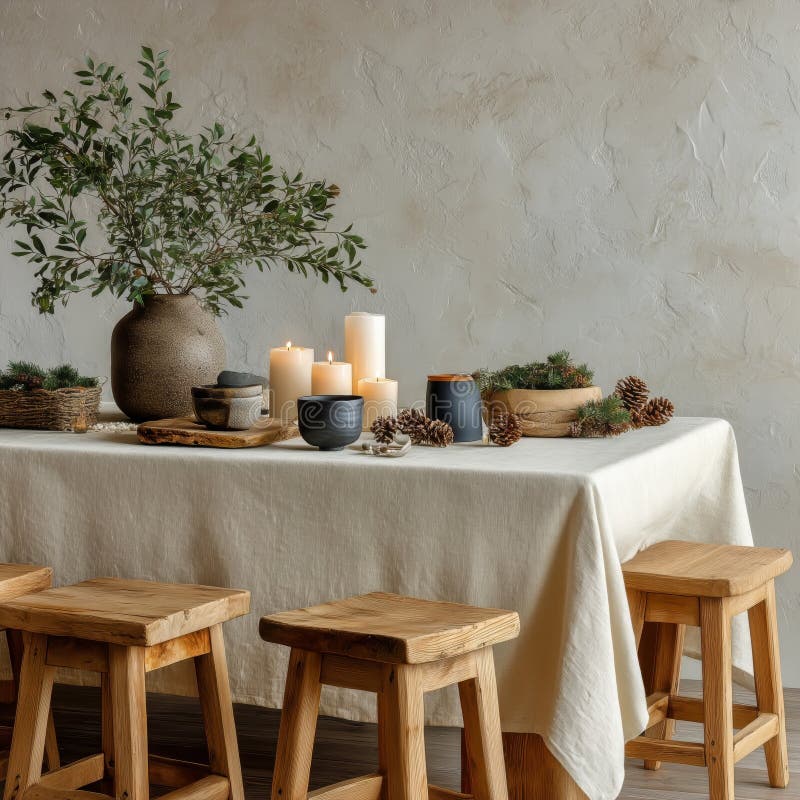 Cozy Dining Table Setting with Candles and Decor for Festive Gatherings ...