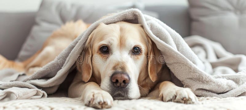 Cozy Dog Leisurely Resting on a Plush Blanket in a Generously Sized Bed ...