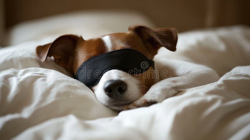 Cozy Dog Sleeping Eye Mask White Bedding Stock Photos - Free & Royalty ...