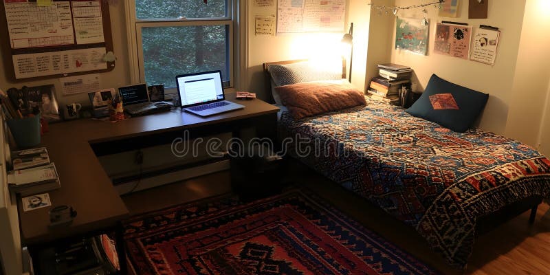 Cozy Dorm Room Setup: a Realistic Photo of a Student S Workspace and ...