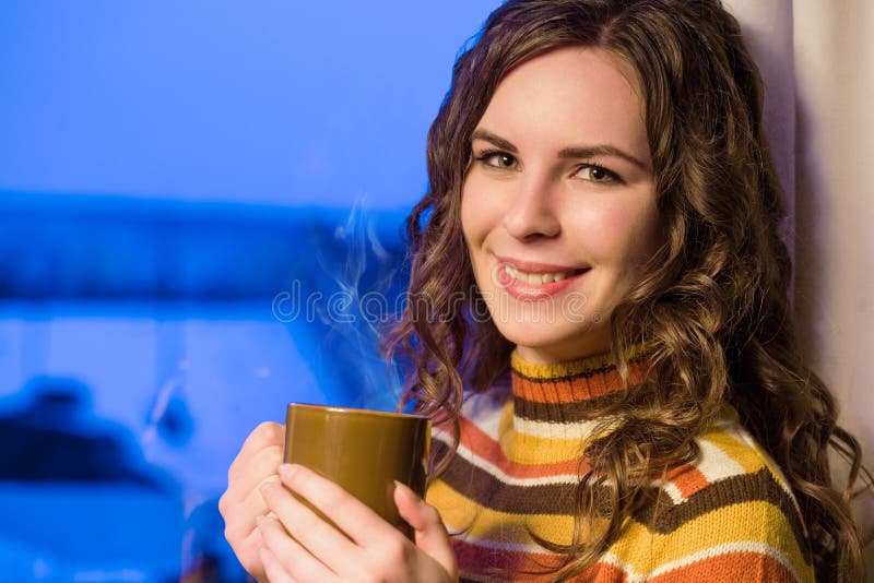 Hot tea on a cold tea. stock photo. Image of drink, copy - 28918280