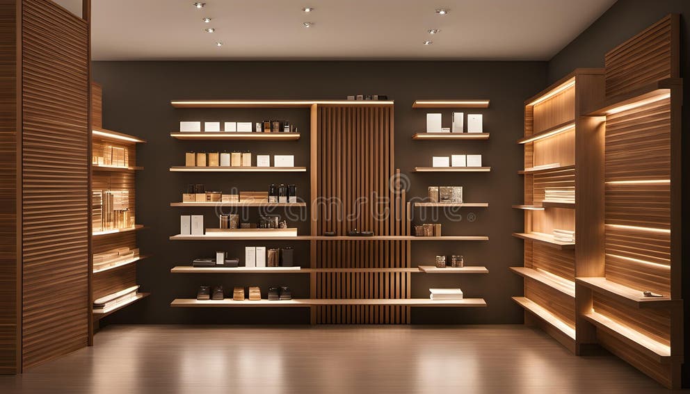 A Cozy E-commerce Product Shelf is Illuminated by Warm, Soft Ambient ...