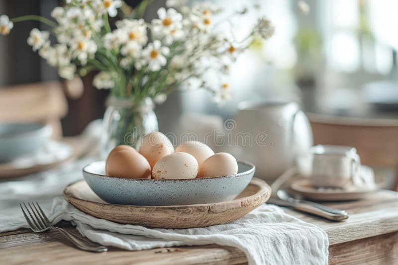 Cozy Easter Table Setting with Natural Elements and Seasonal ...