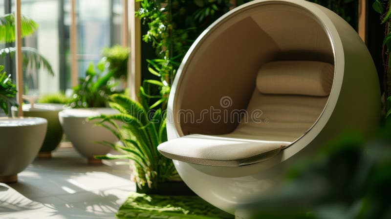Cozy Egg Chair In Lush Greenhouse Setting Stock Illustration Illustration Of Foliage Home