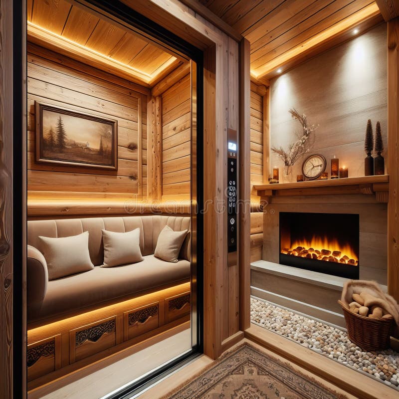 161 88. a Cozy Elevator Interior Designed To Look Like a Rusti Stock ...
