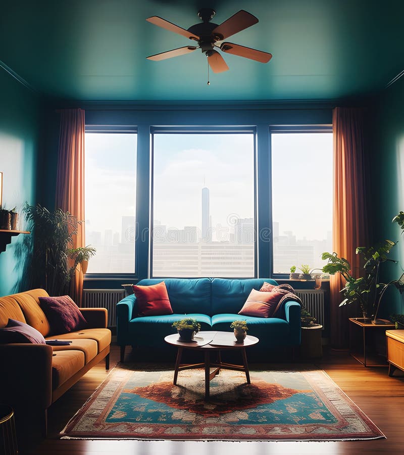 Cozy Empty Living Room Apartment, Generative Ai Stock Illustration ...