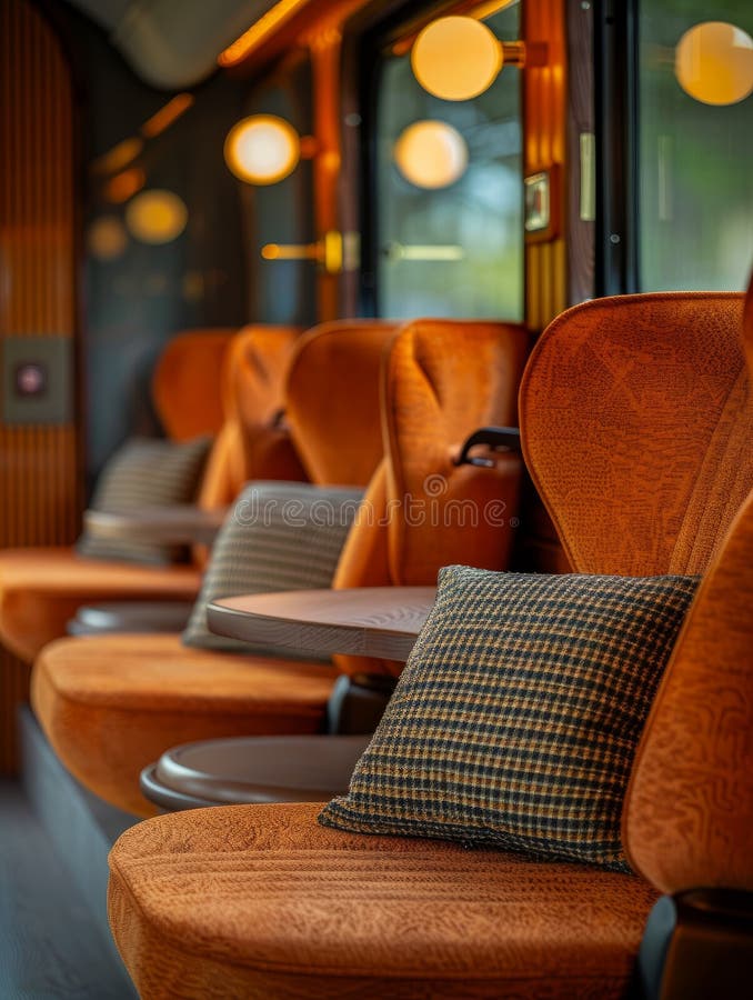Cozy Empty Train Seats in a Modern Train Carriage. Stock Photo - Image ...