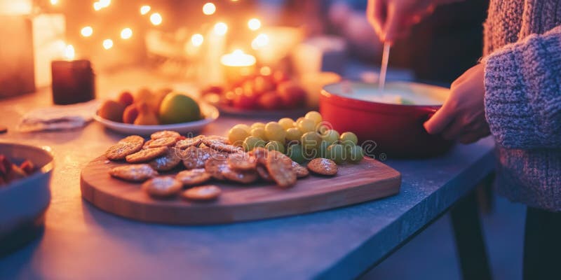 Cozy Evening Gathering with Food Stock Illustration - Illustration of ...