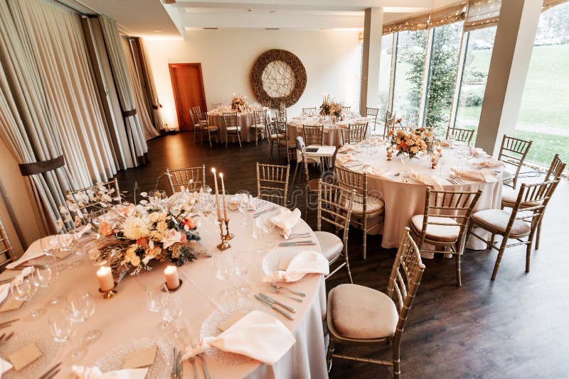 Cozy event interior stock photo. Image of tablescaping - 176594848