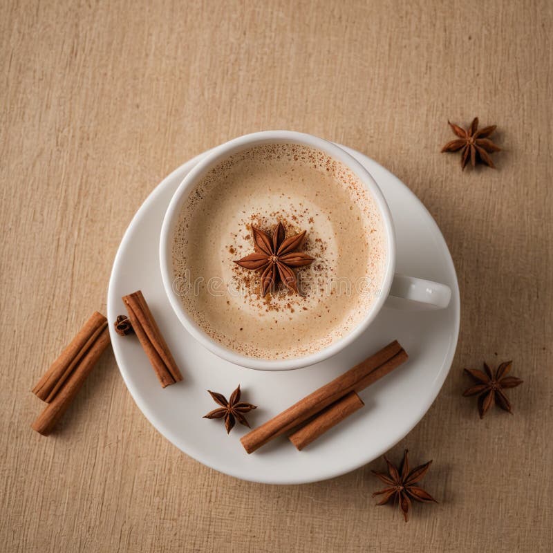 Cozy Fall Chai Tea Latte with Cinnamon and Cloves on Rustic Wooden ...