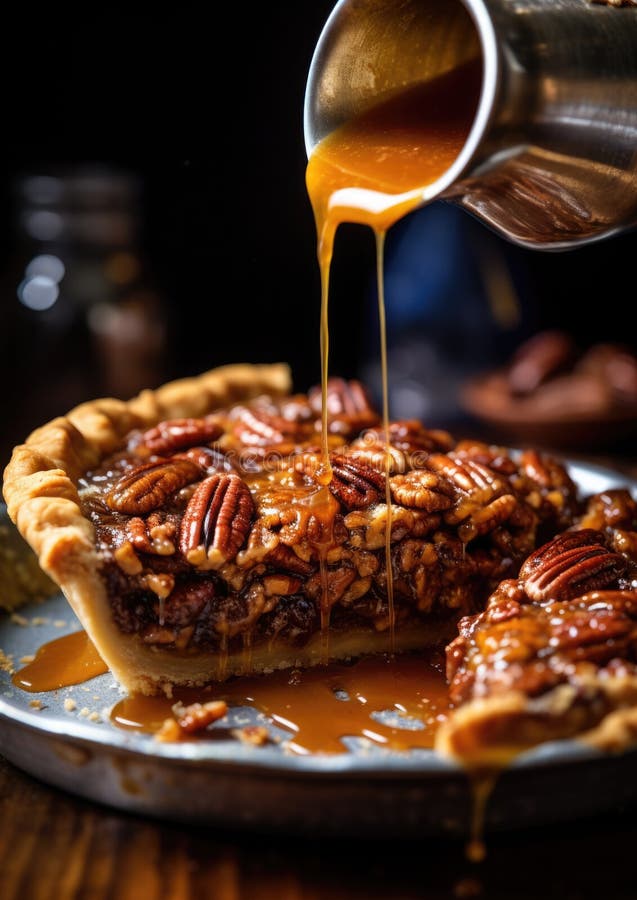 Cozy Fall Pecan Pie with Golden Crust and a Scoop of Ice Cream Stock ...