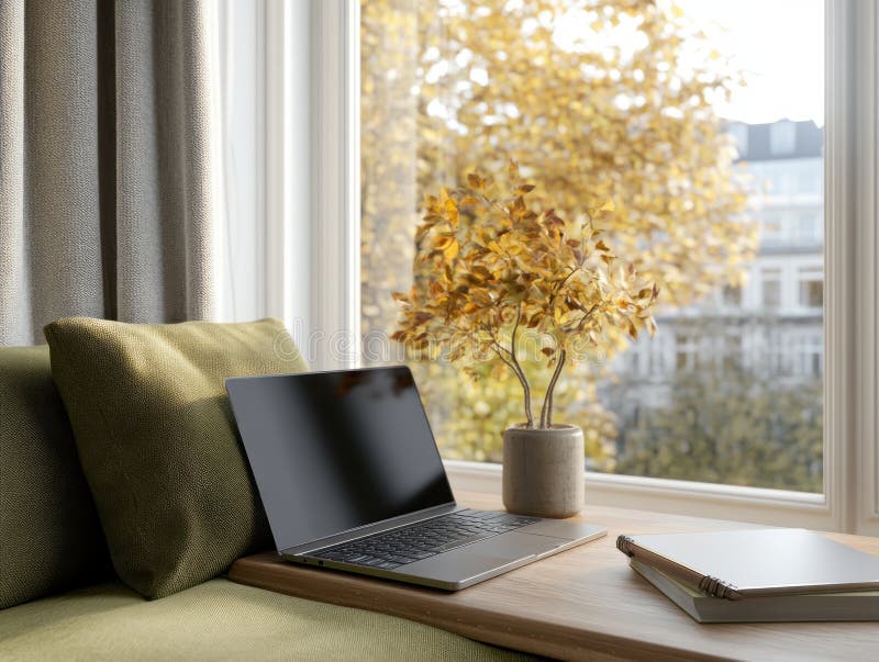 Cozy Fall Workspace Setup for Remote Work Comfy Seating, Natural Light ...