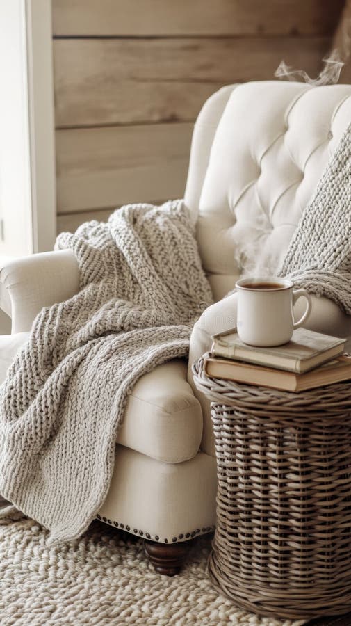 Cozy Farmhouse Winter Reading Spot. Stock Image - Image of winter ...
