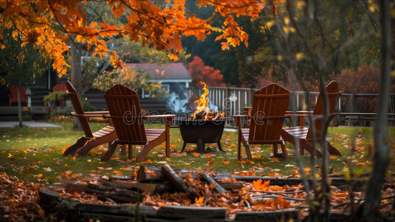 Cozy Fire Pit Gathering stock photo. Image of design - 308532362