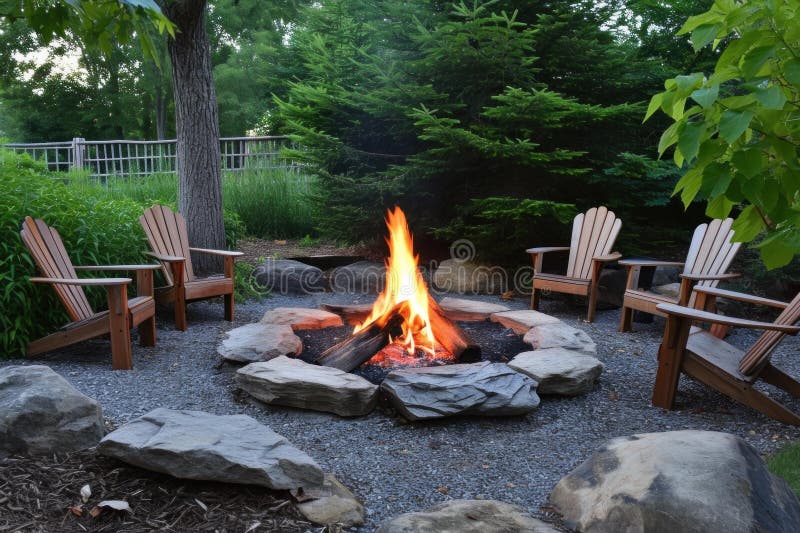 Cozy Fire Pit Outdoor. Generate Ai Stock Image - Image of fire ...