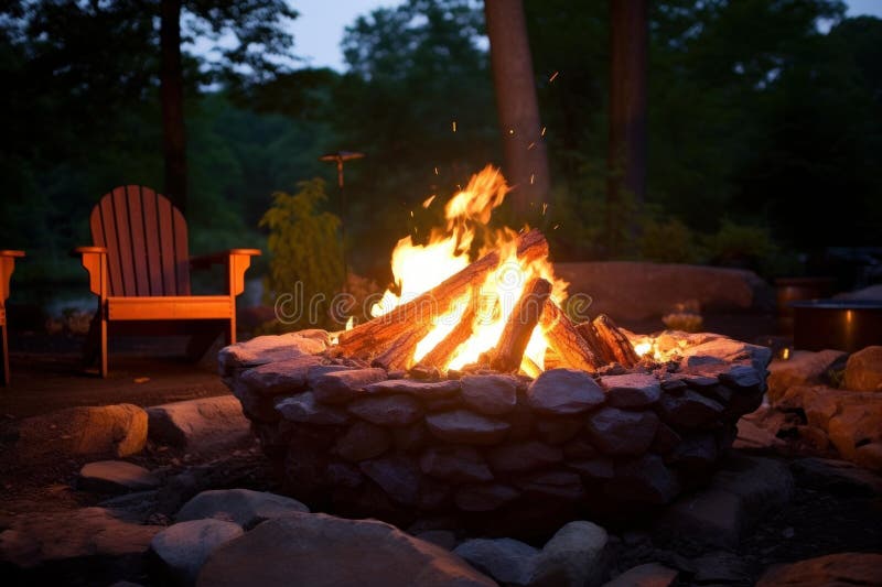 Cozy Fire Pit Outdoor. Generate Ai Stock Photo - Image of fireplace ...