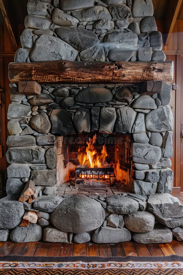 Cozy Fireplace with Burning Logs and Glowing Embers, Perfect for Winter ...