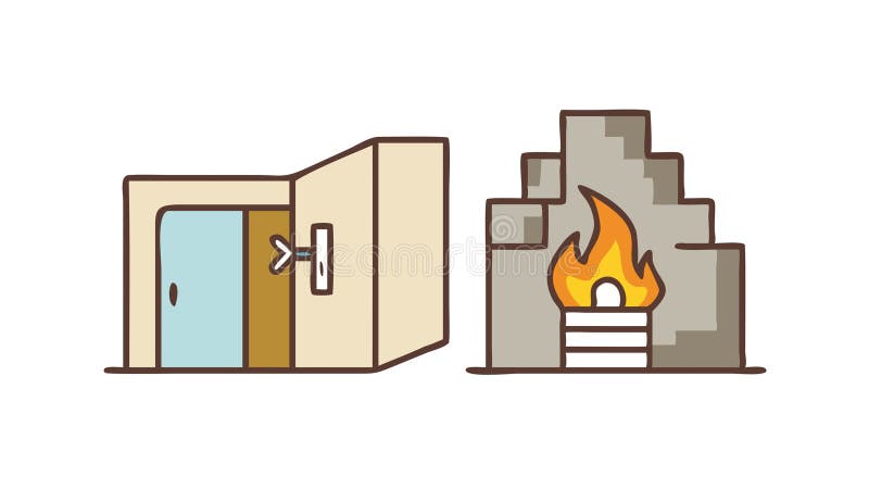 Cozy Fireplace Burning with Warm Glowing Embers, Vector Design ...