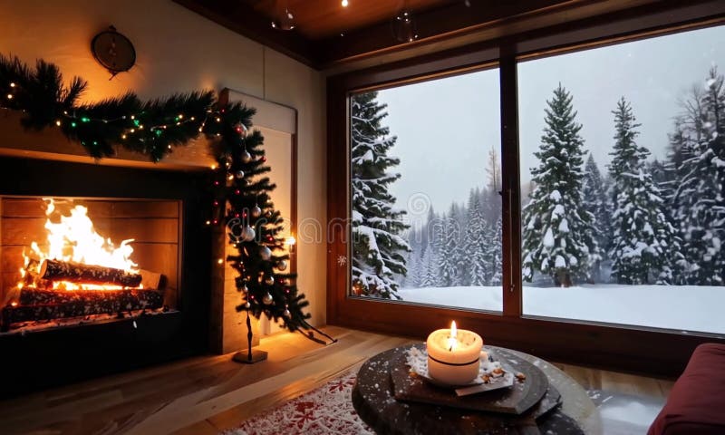 Cozy Fireplace with Christmas Tree 3D Screen Savert Stock Footage ...