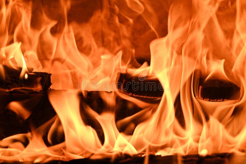 Cozy Fireplace with a Crackling Fire Blazing Away in the Center Stock ...